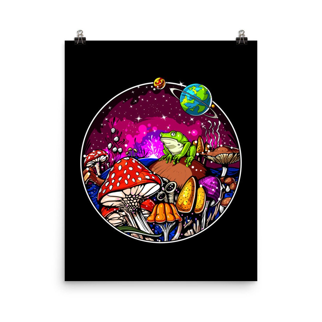 Mushrooms Poster, Psychedelic Forest Art Print, Mushroom Wall Decor ...