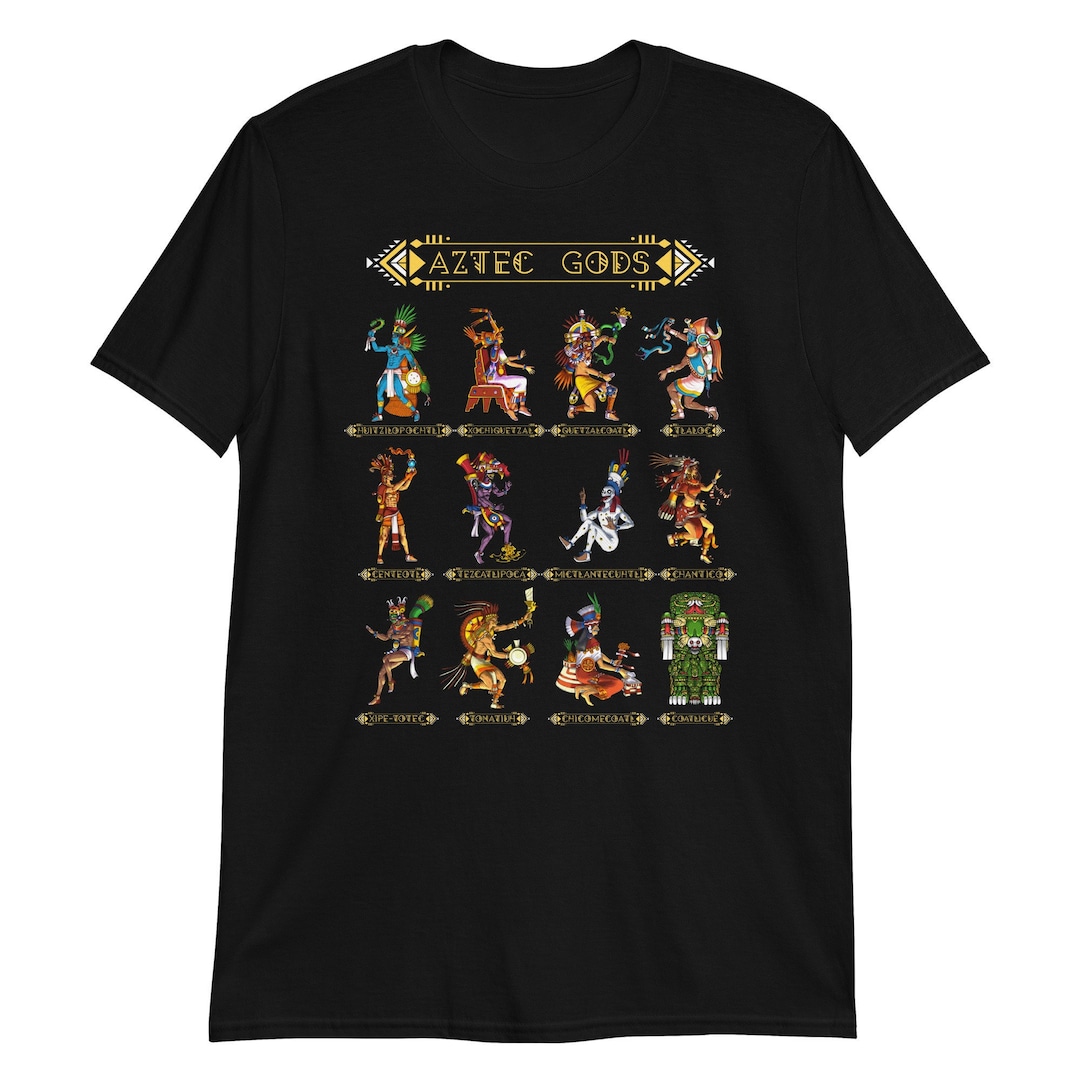 Aztec Mythology Gods T-shirt, Aztec Mens Tee, Aztec Deity Clothing ...