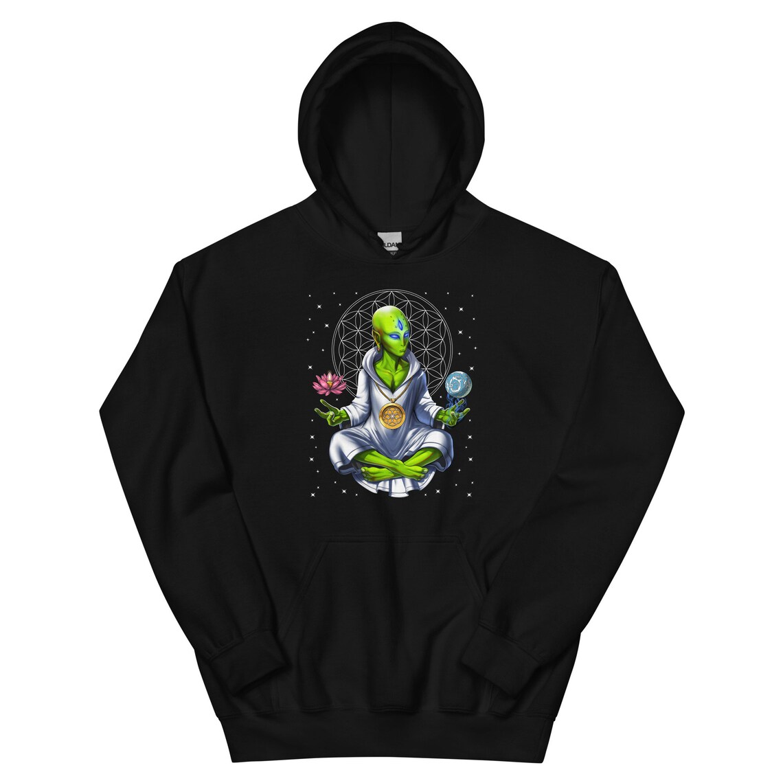 Alien Meditation Hoodie, Spiritual Zen Yoga Hoodie, Space Alien ...