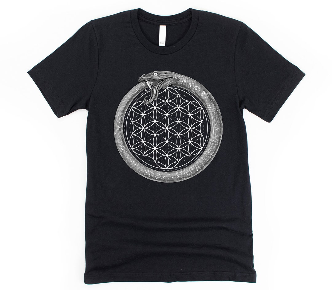 Ouroboros Snake T-shirt Flower of Life Sacred Geometry Tee - Etsy