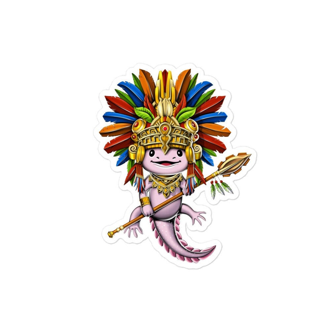 Axolotl Aztec Warrior Stickers, Aztec Decals, Mexican Stickers, Ancient ...