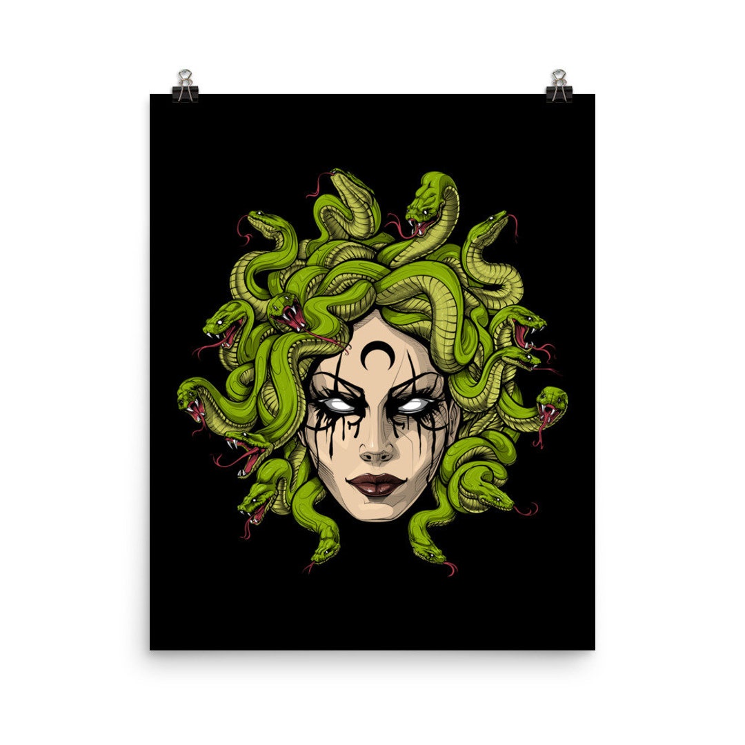 Greek Goddess Medusa Poster Greek Mythology Wall Decor Snakes Art Print ...