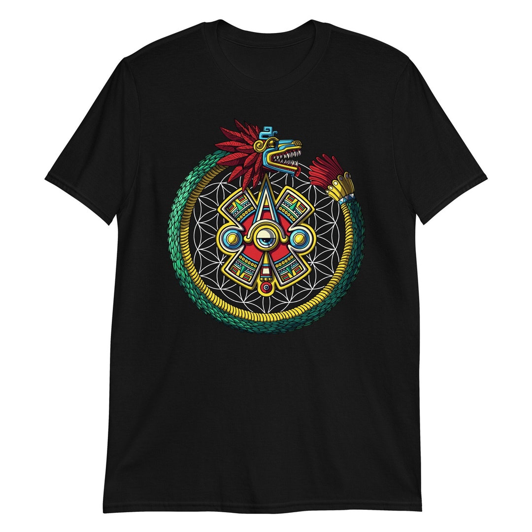 Aztec Ouroboros Quetzalcoatl God T-shirt, Aztec Mythology Symbol Shirt ...