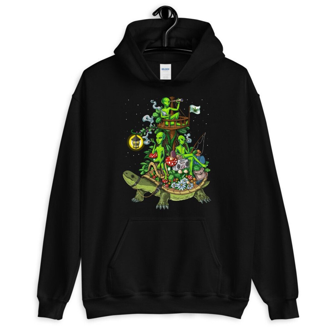 Psychedelic Stoner Aliens Hoodie Aliens Sweatshirt Aliens Smoking Weed ...