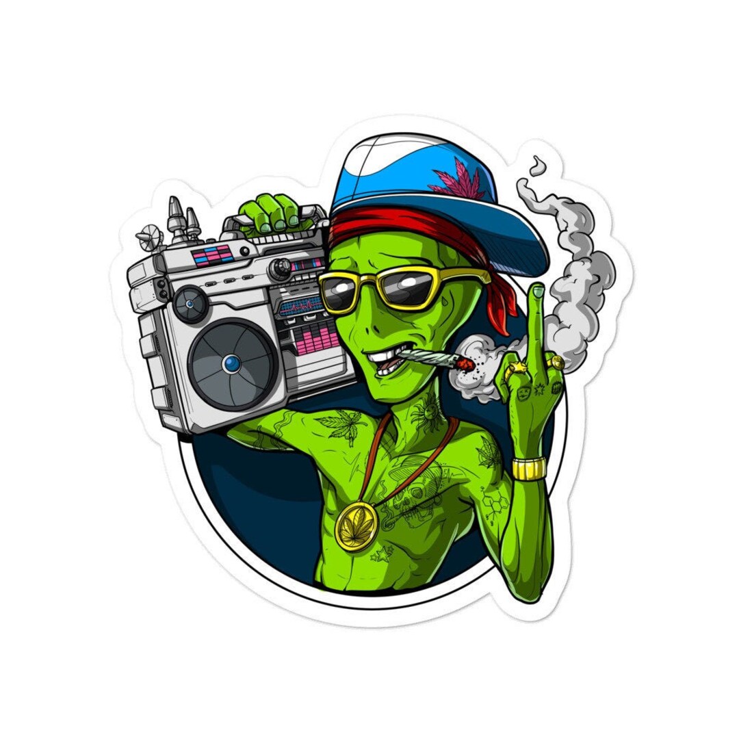 Alien Stoner Smoking Weed Vinyl Sticker Cannabis Middle - Etsy