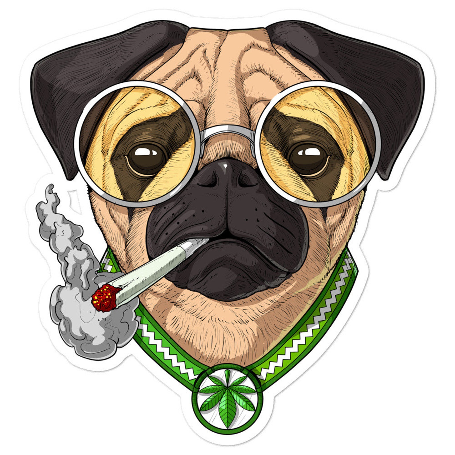 Pug Dog Smoking Weed Sticker Stoner Cannabis Sticker - Etsy