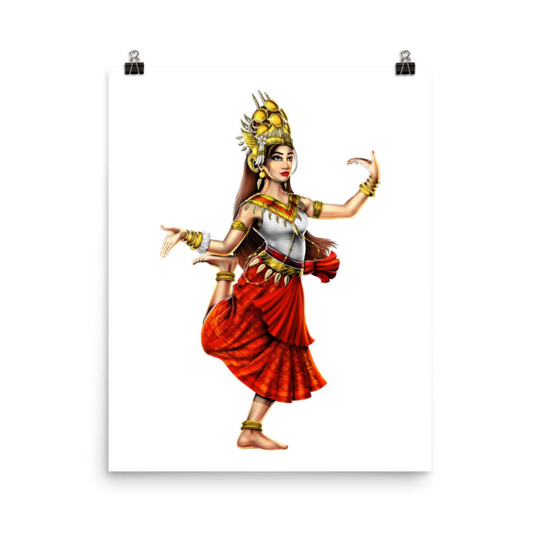Cambodian Apsara Dancer Poster, Khmer Dance Art Print, Cambodian ...