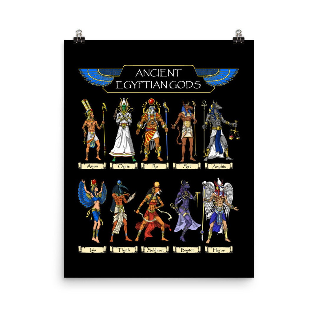 Ancient Egyptian Gods Poster - Egyptian Mythology Wall Decor - Egyptian ...