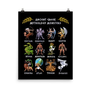 Greek Mythology Mythical Creatures Poster - Ancient Greece Gods Wall ...
