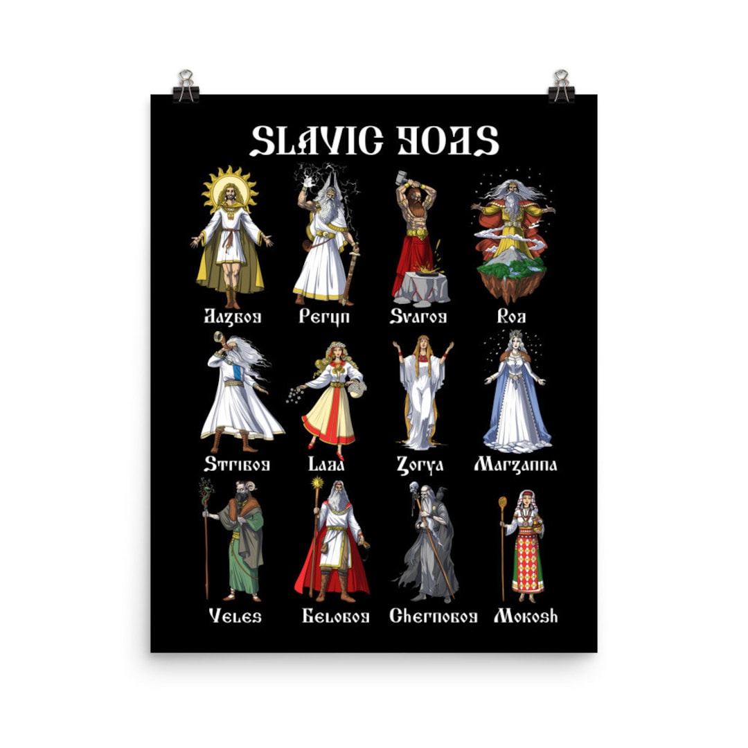 Slavic Mythology Gods Poster - Pagan Deity Wall Decor - Paganism Art ...