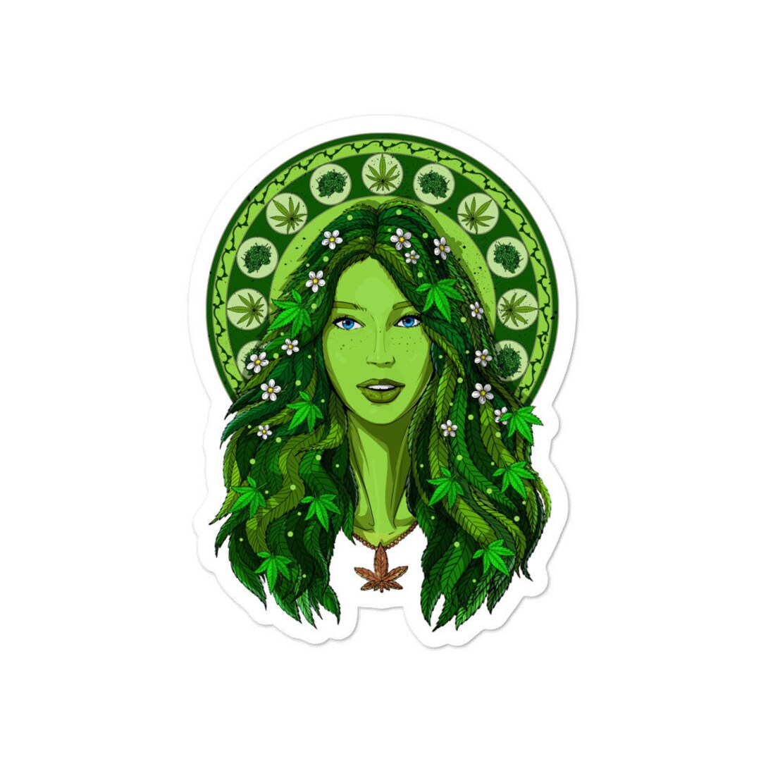 Weed Goddess Sticker Hippie Stoner Vinyl Sticker Cannabis Marijuana ...