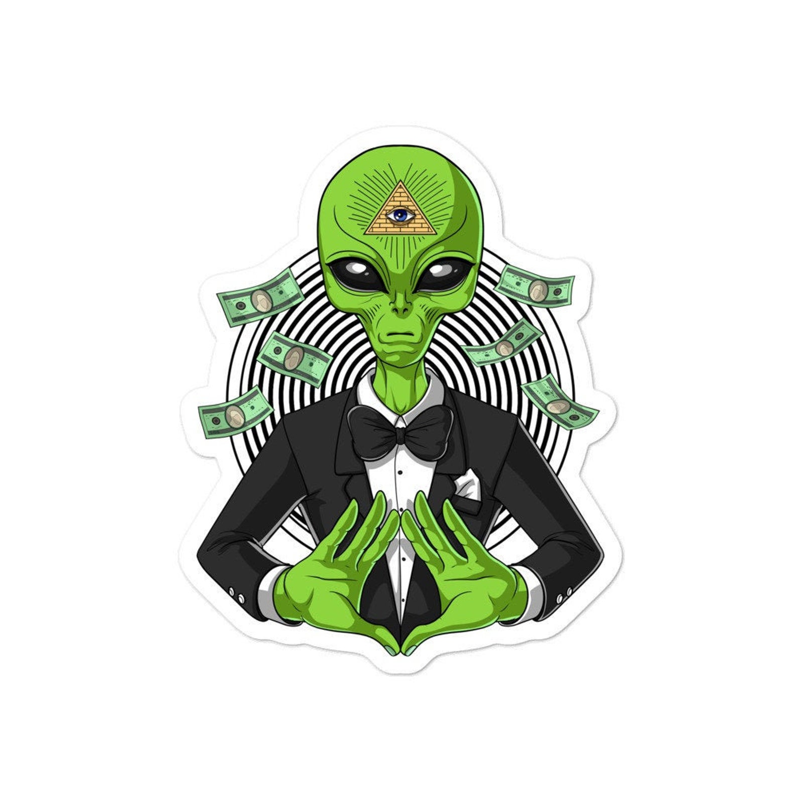 Space Alien Illuminati Sticker Psychedelic Sticker Masonic | Etsy
