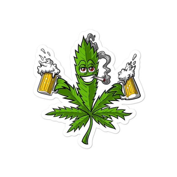 Weed Leaf Beer Vinyl Sticker Cannabis Stoner Sticker - Etsy