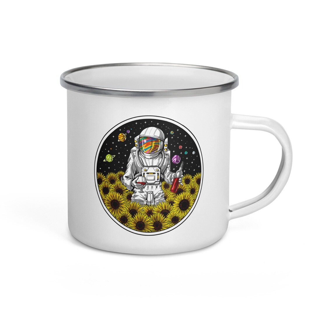 Psychedelic Astronaut Enamel Mug, Sunflowers Mug, Nature Campfire Mug ...