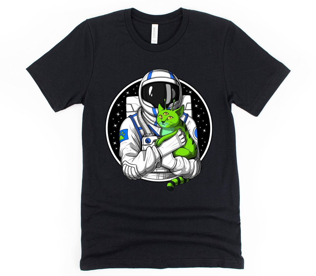 Astronaut Alien Cat Shirt Space Psychedelic Cat Tee Alien Clothing ...