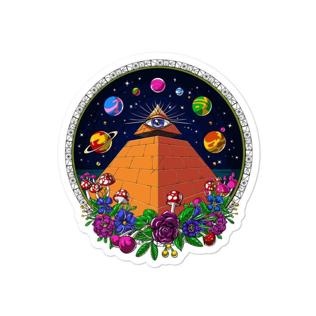 Psychedelic Egyptian Pyramid Sticker, Trippy Vinyl Sticker, All Seeing ...