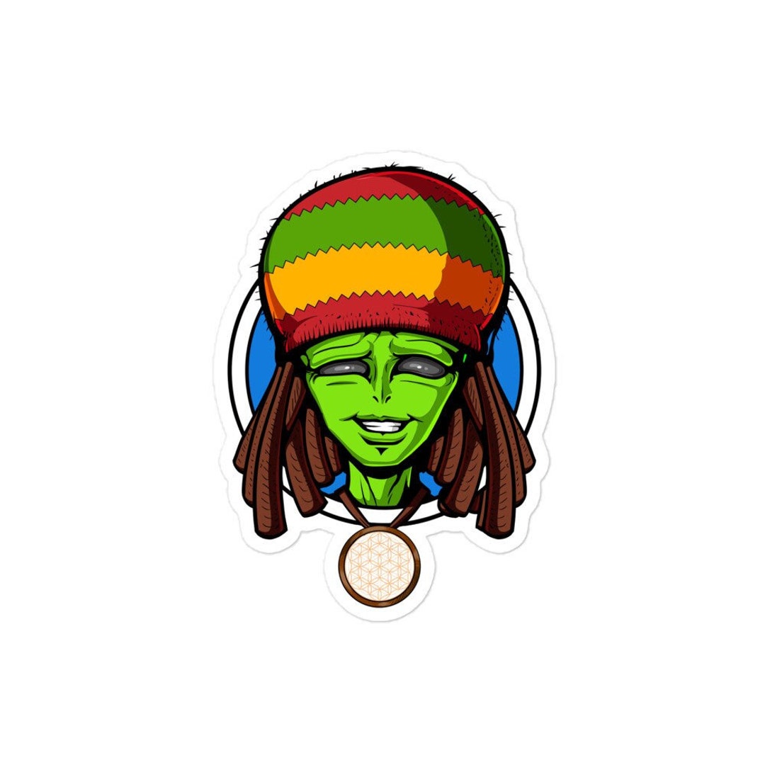 Rastafari Alien Sticker - Funny Alien Decal - Rastafari Stickers ...