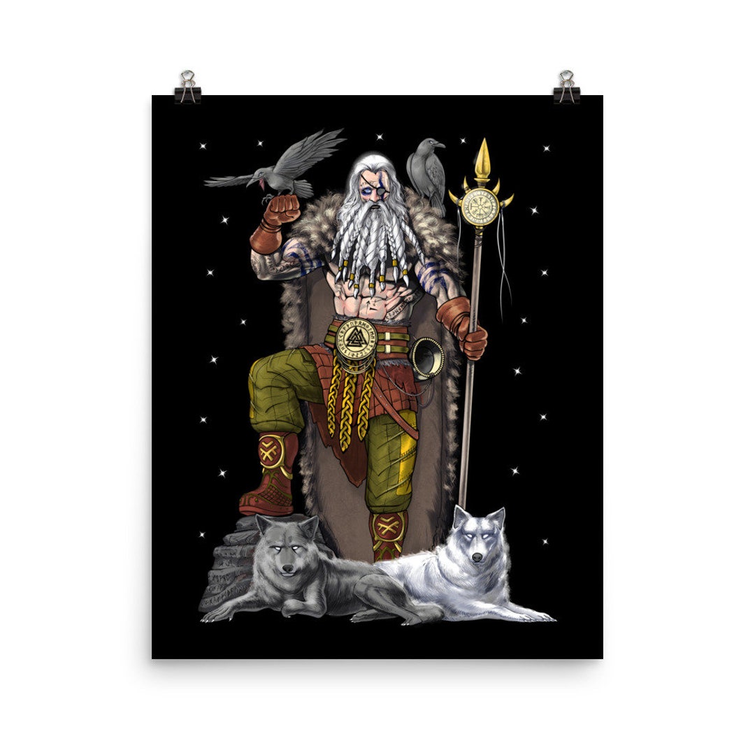 Norse Viking Warrior Poster - Nordic Mythology God Wall Decor - Pagan ...
