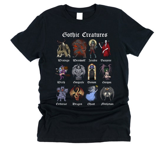 Gothic Mythical Creatures Shirt Cryptozoology Monsters Tees - Etsy
