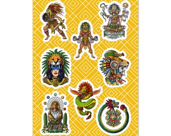 Aztec Character Sticker Pack Animated Aztec Gods 6 Pieces Free Shipping ...