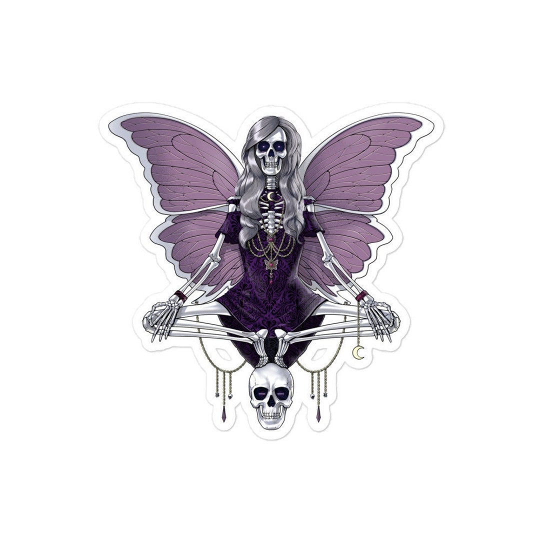Goth Skeleton Butterfly Sticker - Gothic Fairy Witchcraft Decal ...