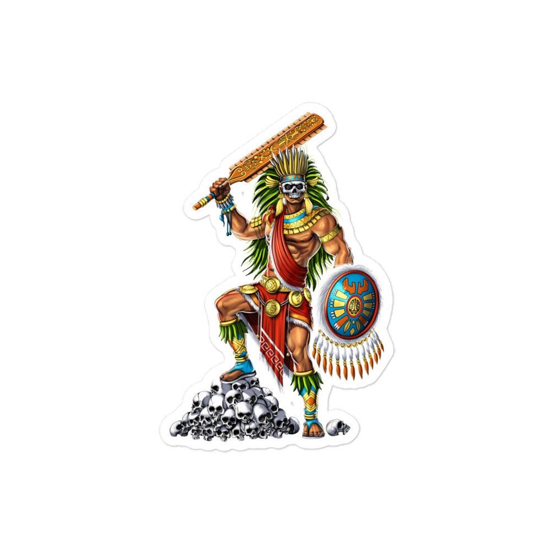 Aztec Skull Warrior Sticker - Aztec Decal - Native Mexican Stickers ...