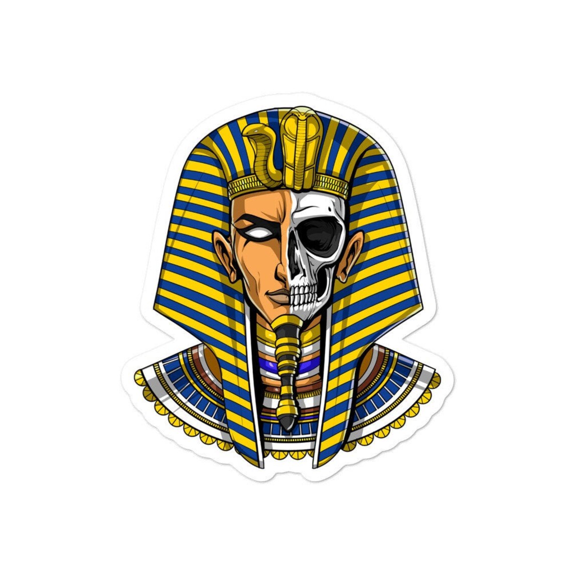 Egyptian Pharaoh Tutankhamun Skull Vinyl Sticker - Fantasy King Tut ...