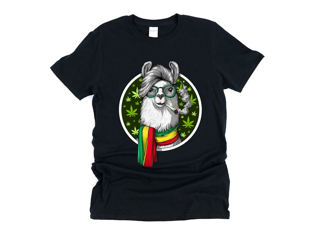 Llama Smoking Cannabis Shirt, Weed Tee, Rastafarian Stoner Shirt,marijuana Shirt, Rastafari Tees ...