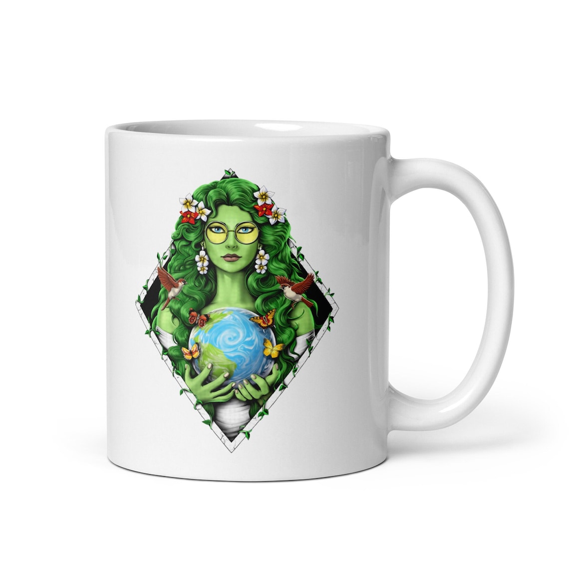 Gaia Mother Earth Coffee Mug, Nature Goddess Mugs, Spiritual Hippie Cup ...