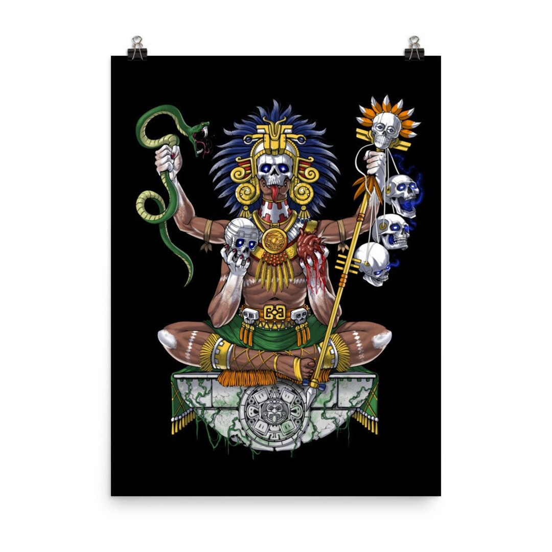 Aztec Skull Warrior Poster - Mayan Shaman Wall Decor - Native Mexican ...