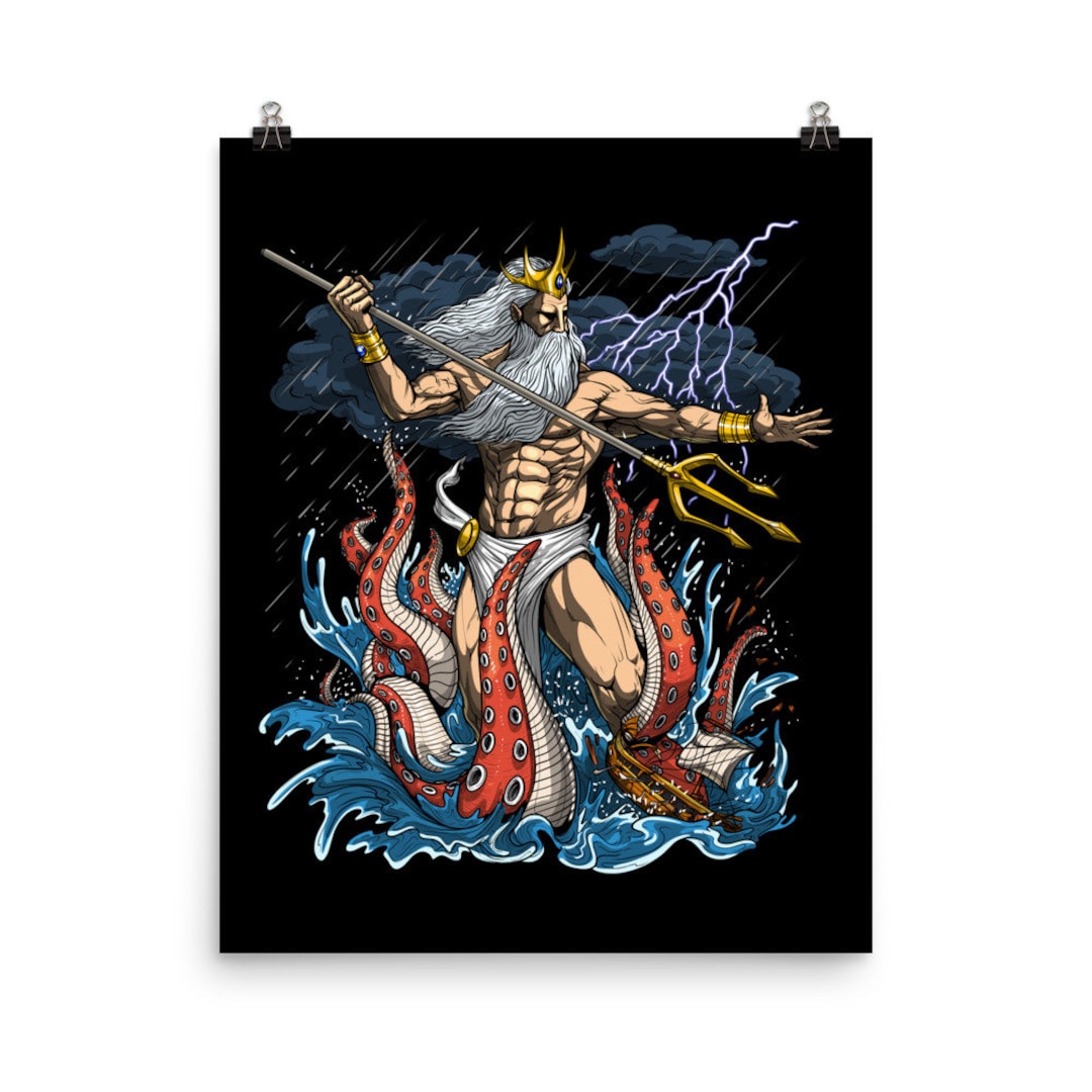 Greek God Poseidon Poster - Ancient Greek Mythology Wall Decor ...