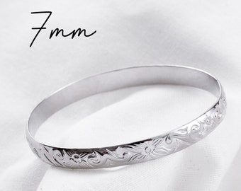 4mm .925 Sterling Silver Hawaiian Style Bangle - Etsy