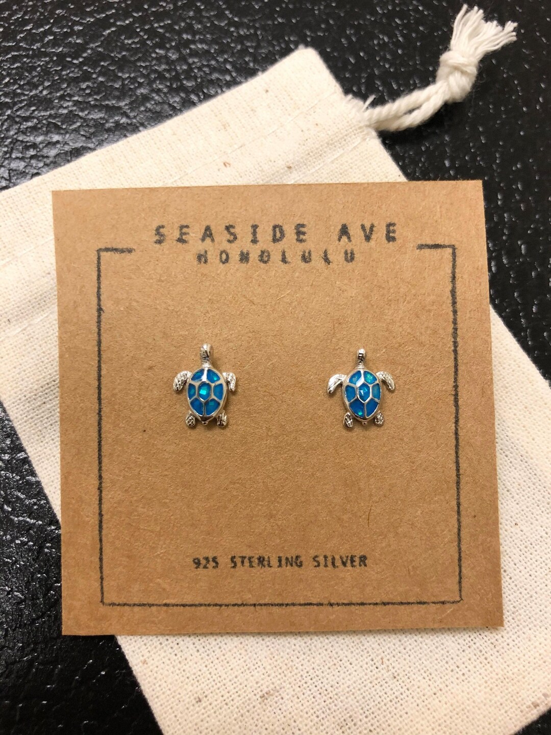 Sea Turtle Earrings Mini Blue Stud Earrings Turtle 925 Sterling Silver ...