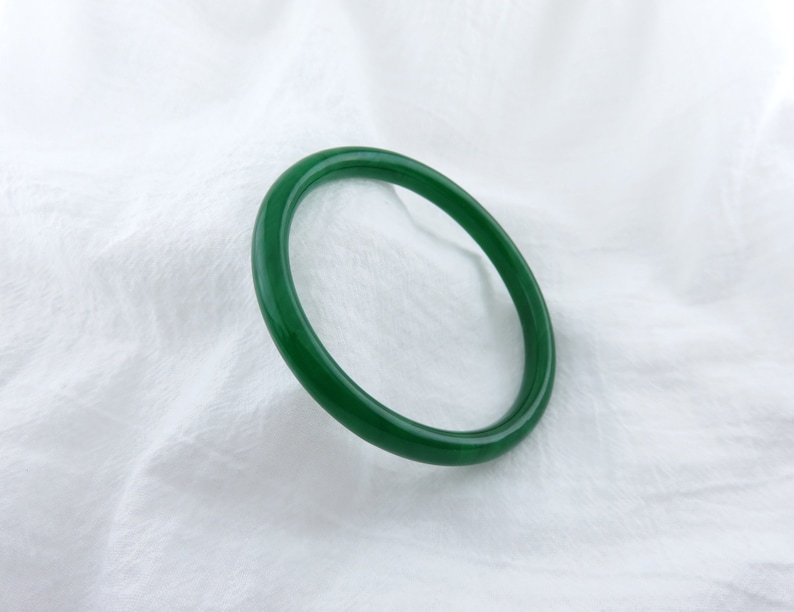 Dark Green Jade Bangles / 8mm Jade Bangle, Round, Smooth, High Quality ...