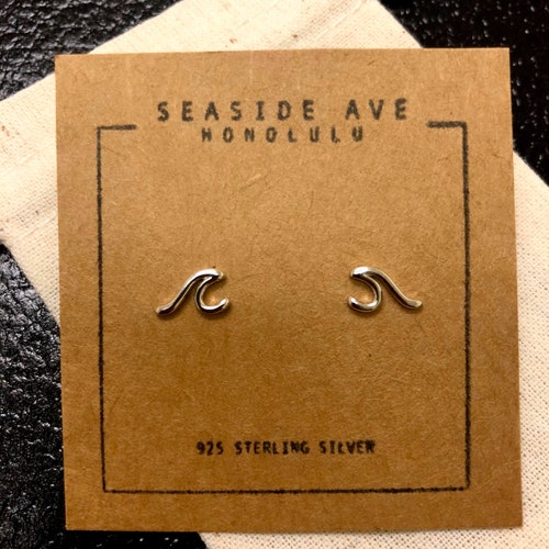 8mm Blue Wave Stud Earrings / 925 Sterling Silver Baby - Etsy