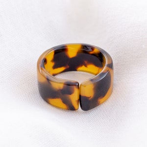 Brown Tortoise Shell Acrylic Ring / Brown Faux Turtle Shell, Adjustable ...