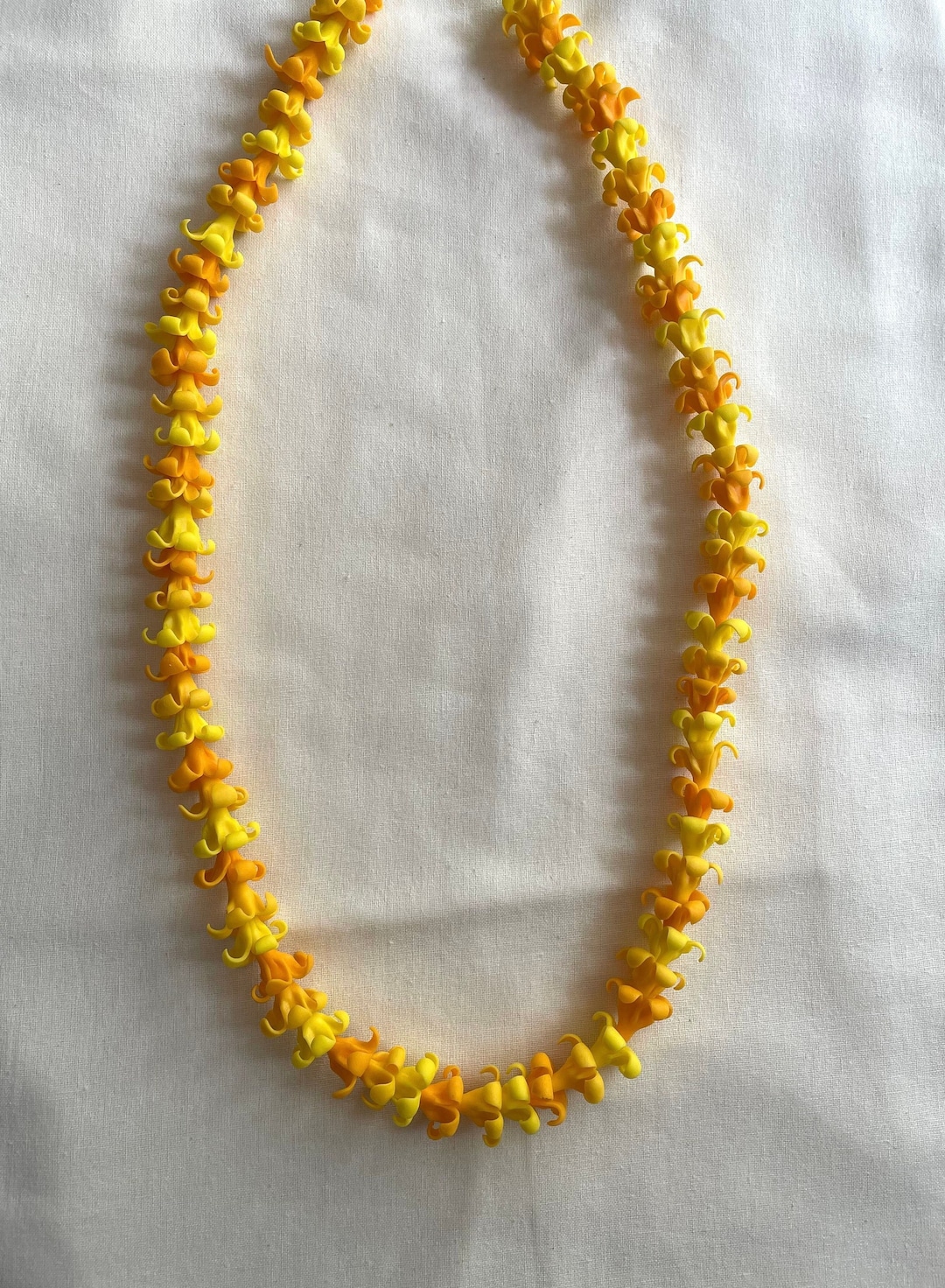 Handmade Orange-yellow Pakalana Flower Lei, Life-like Clay Flowers ...