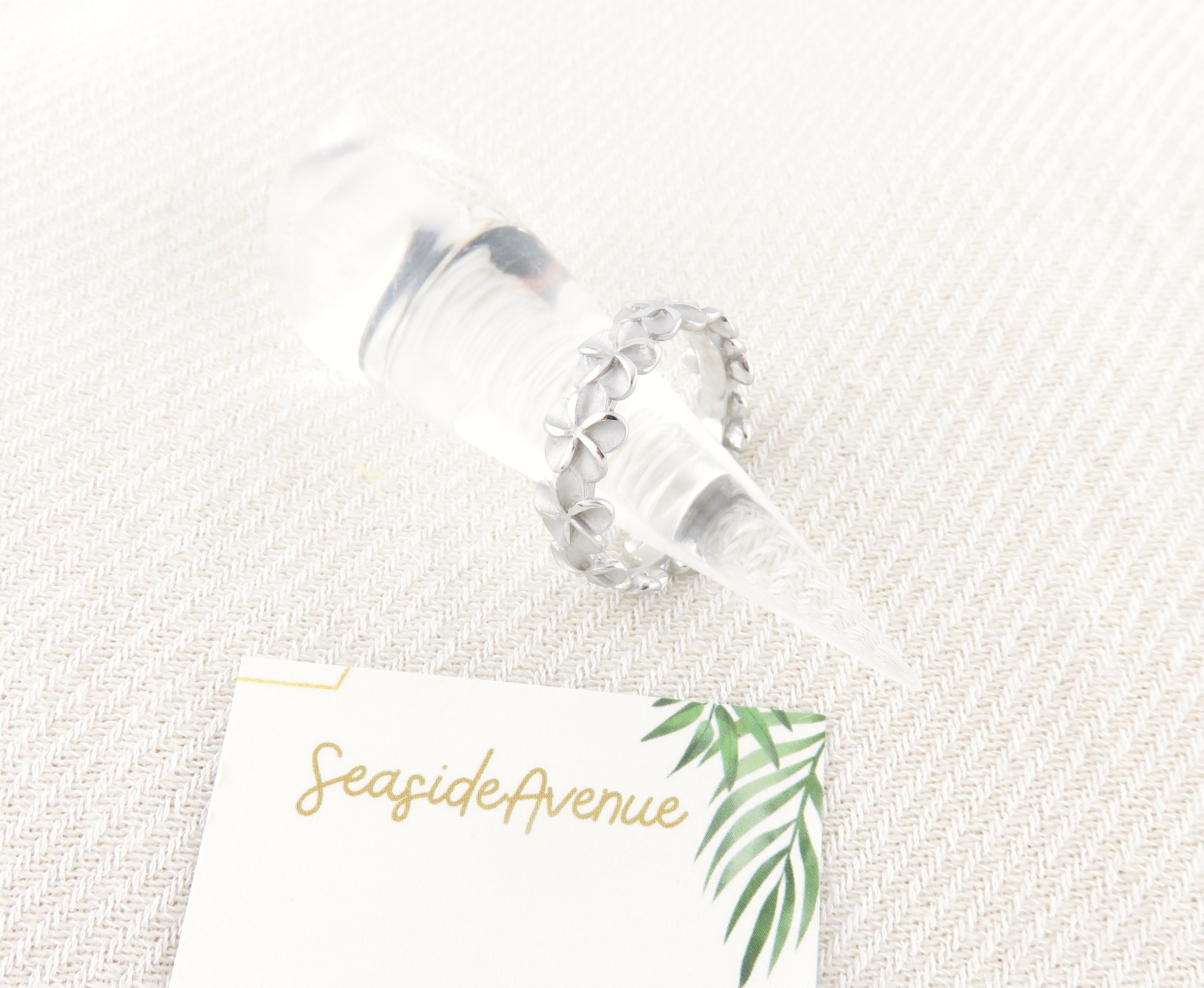 5mm Silver Plumeria Flower Band Lei Ring Minimalist Hawaiian - Etsy