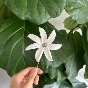 Tiare Foam Flower With Pearl, 4" Ear Flower, Hair Pick / Tahitian ...