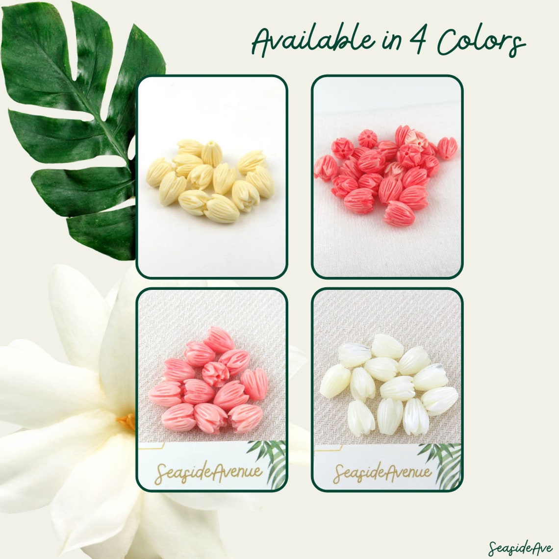 Red Pikake Jasmine Flower Beads, Variagated Color / DIY Loose Beads ...