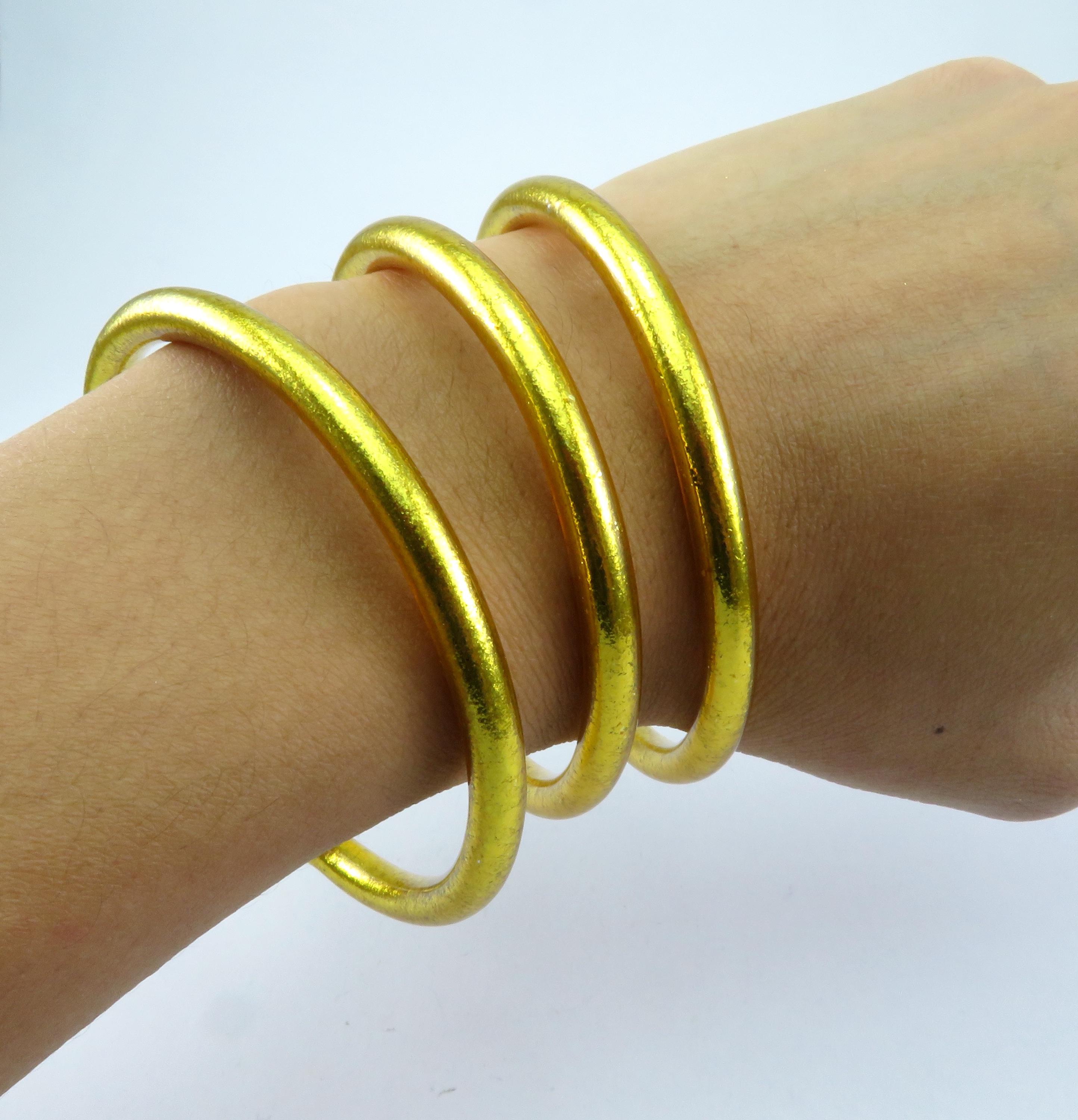 Gold Jelly Bracelets, ONE PIECE, 24k Gold Leaf Inlaid, Buddhist Bangles ...