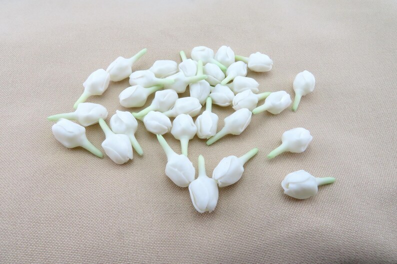 Pikake Bud Clay Beads in Bulb Form, White Pikake, Pikake Clay Flowers ...