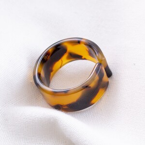 Brown Tortoise Shell Acrylic Ring / Brown Faux Turtle Shell, Adjustable ...