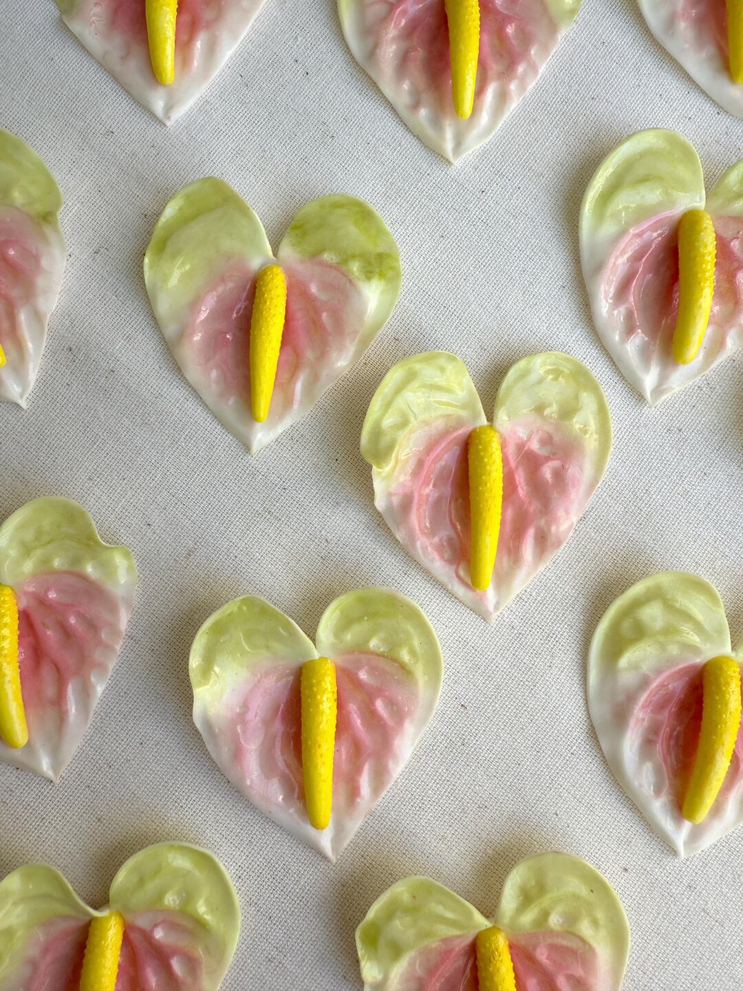 Anthurium Clay Flowers, Pink and Green, 10 Pcs, Jewelry Making, Lei ...