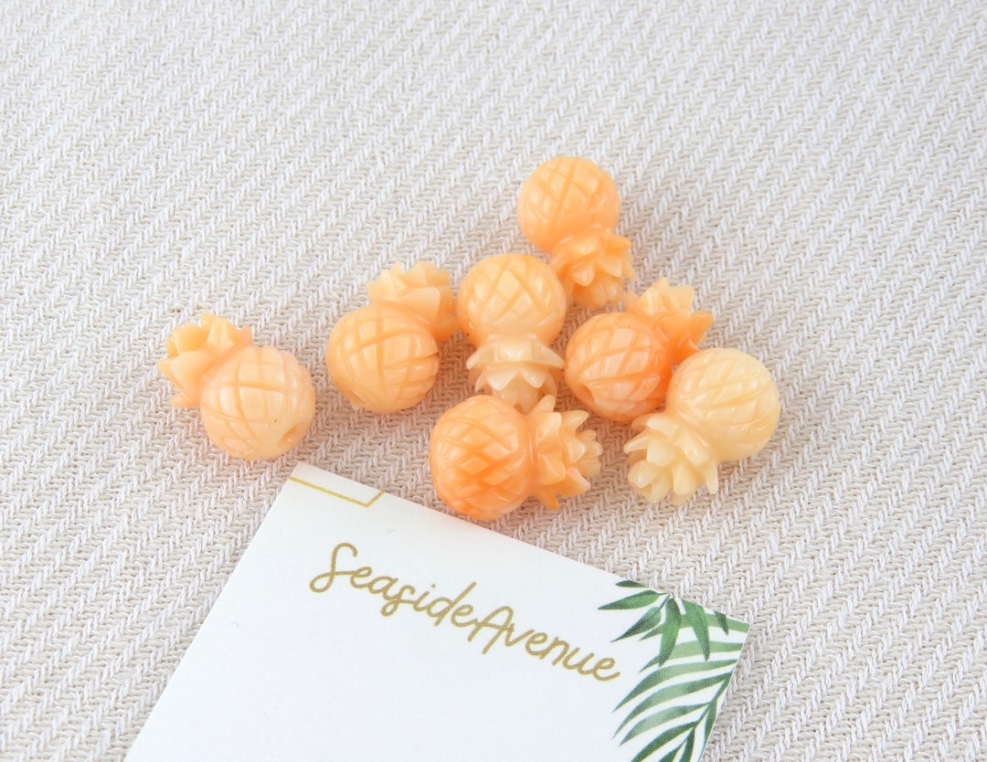 Center-drilled Synthetic Coral Pineapple Bead / Yellow, Light Orange ...