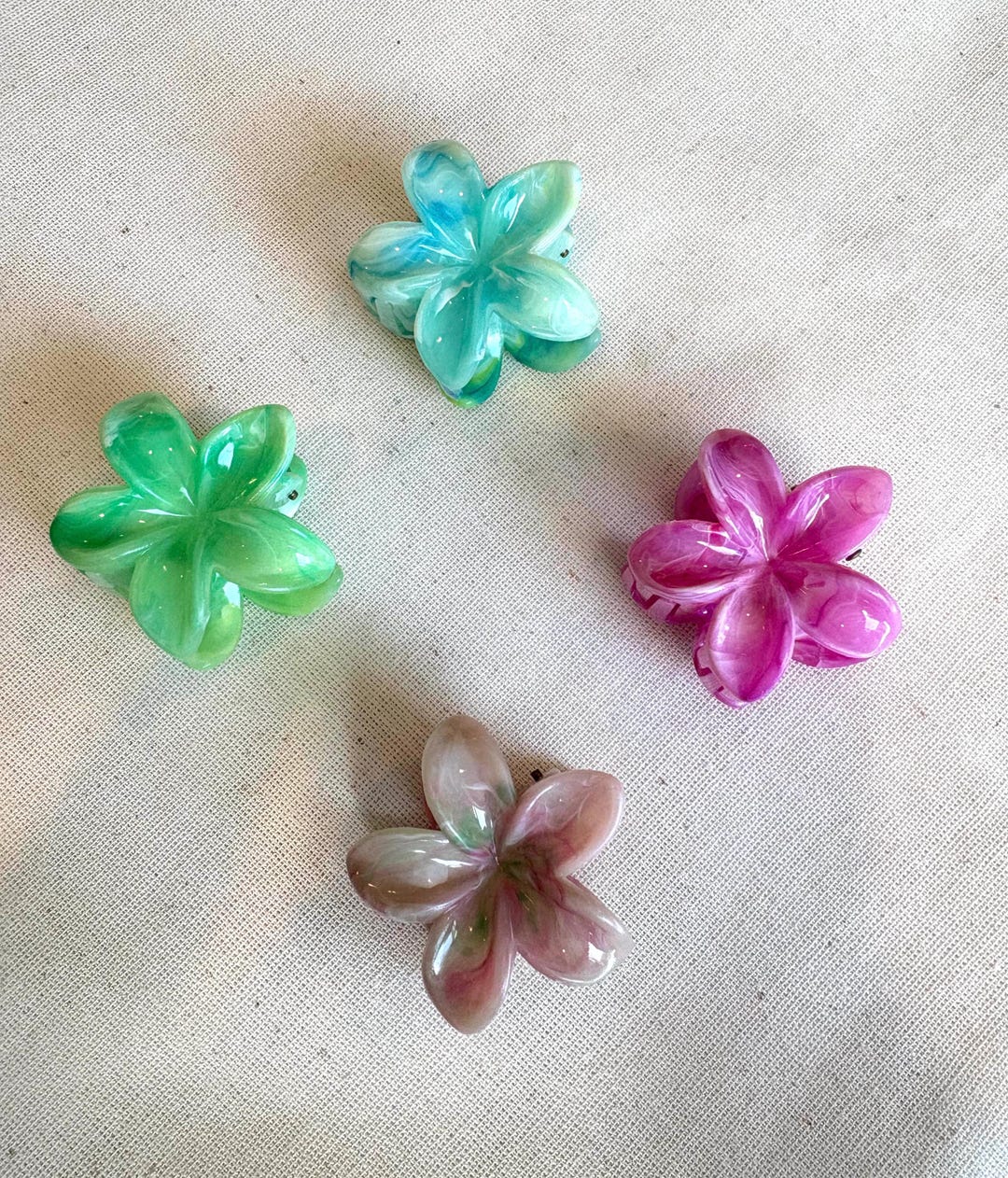 Mini Plumeria Flower Hair Claws, Pink, Red, Yellow, Purple, Plumeria ...