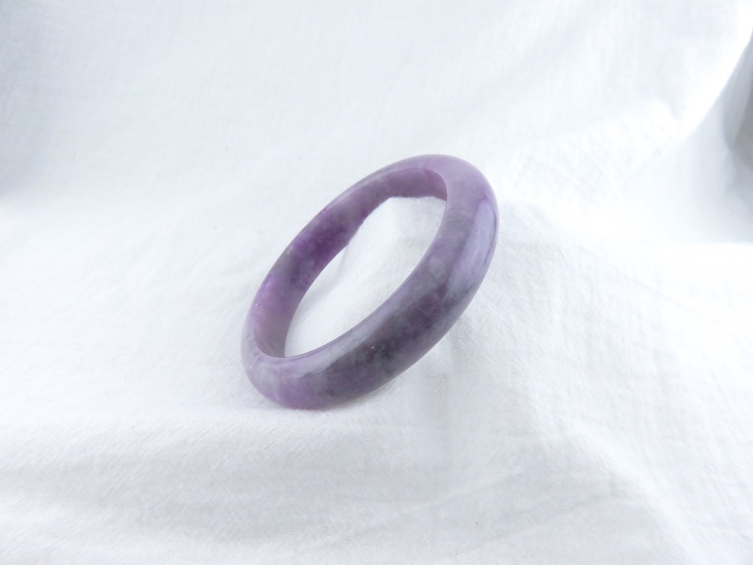 Natural Purple Jade Bangle, 7.5” 59.3 Mm, Grade A Real Jade, Burma Jade ...
