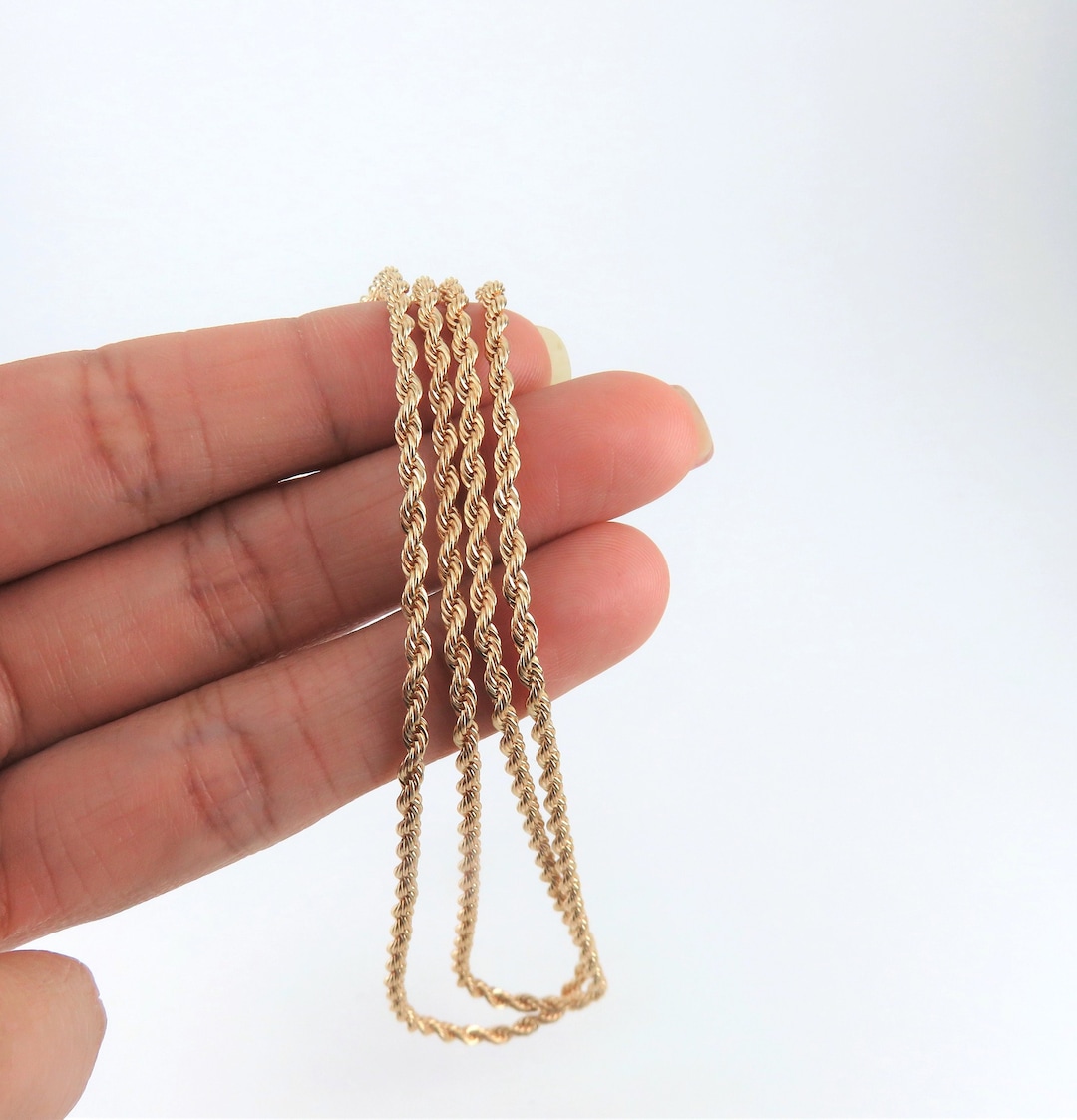 24” Gold Rope Chain / 24" + 1" Extension, Simple Gold Chain, Unisex ...