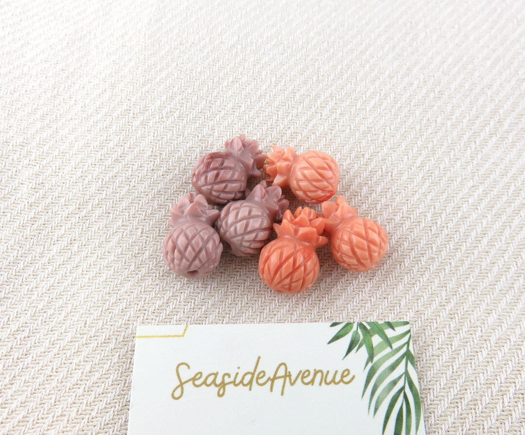 Center-drilled Synthetic Coral Pineapple Bead / Orange and Light Brown ...