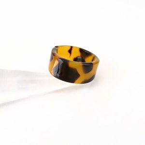 Brown Tortoise Shell Acrylic Ring / Brown Faux Turtle Shell, Adjustable ...